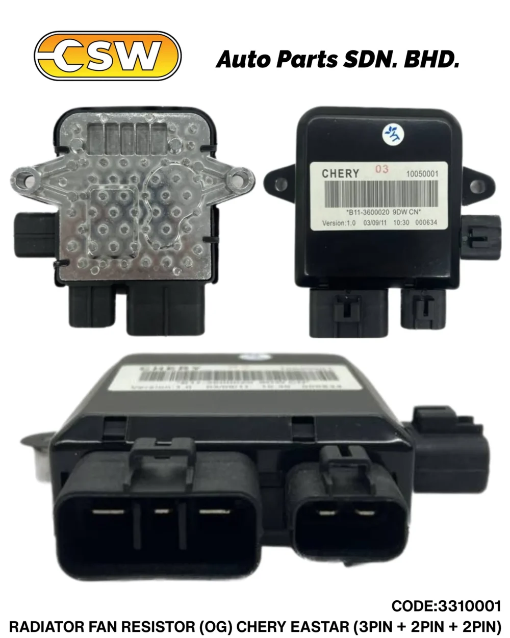 RADIATOR FAN RESISTOR (OG) CHERY EASTAR (3PIN + 2PIN + 2PIN) - CSW Auto ...
